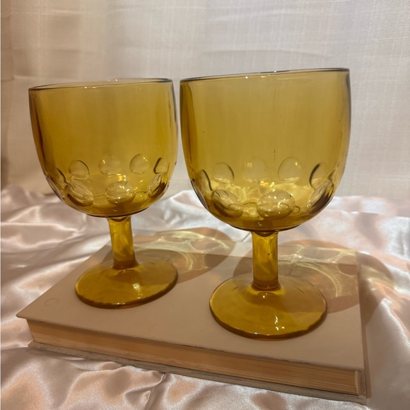 Dining | Vintage Bartlett Collins Amber Glass Footed Goblets | Poshmark